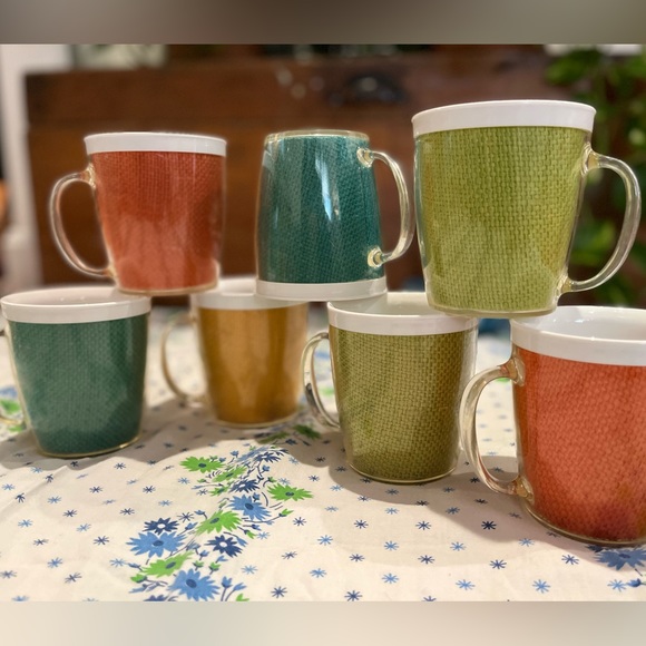 Dining | Vintage Raffia Ware Set Of 7 Cups | Poshmark
